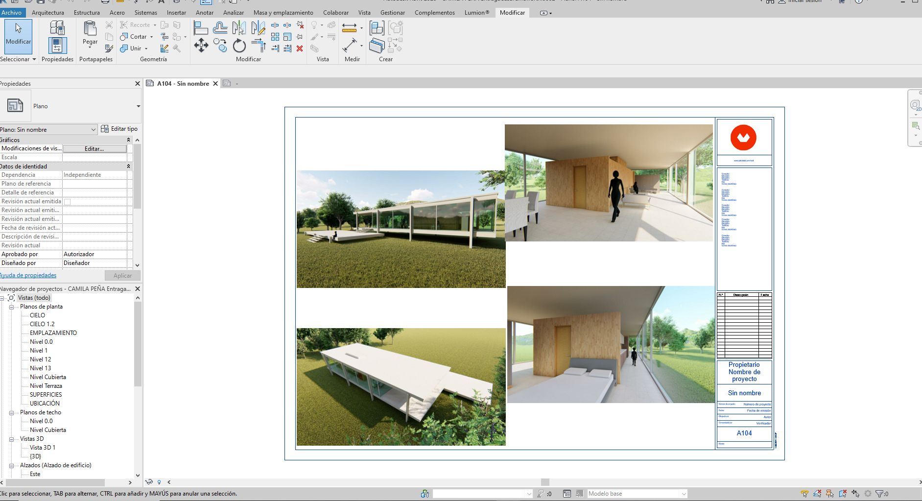 Mi proyecto del curso: Diseño y modelado arquitectónico 3D con Revit | Domestika